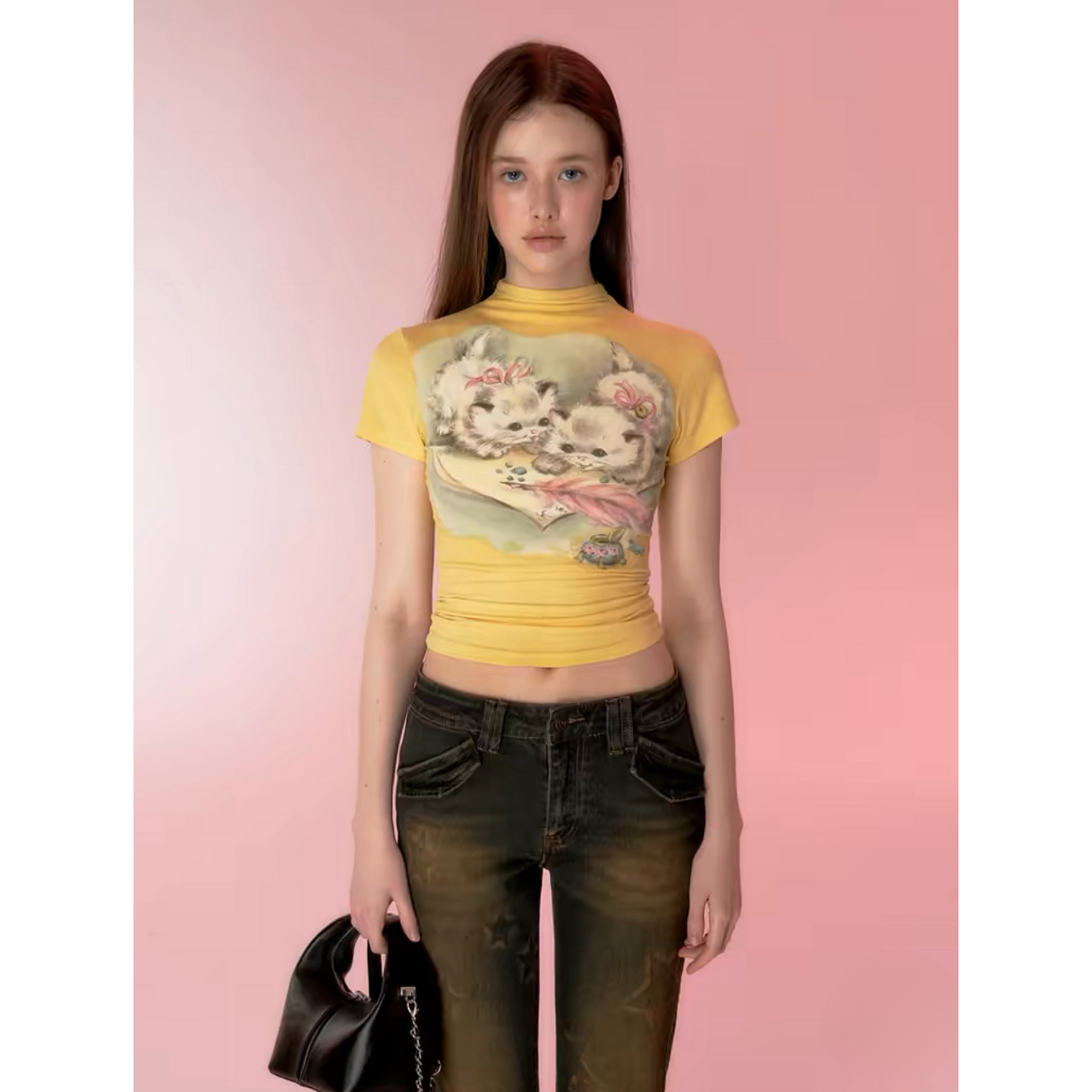 Kitten Y2K Top – Heart of Doll